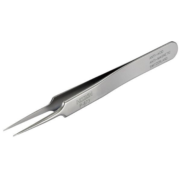 【商品詳細】超薄型の完全非磁性ピンセット●先端：0.4mm●全長(mm)：110●幅(mm)：10●先端部厚み(mm)：0.2●材質：ステンレス●重量(g)：13●つまみ荷重(g)：200●RoHS規制の特定有害物質を含まない製品です。●完...