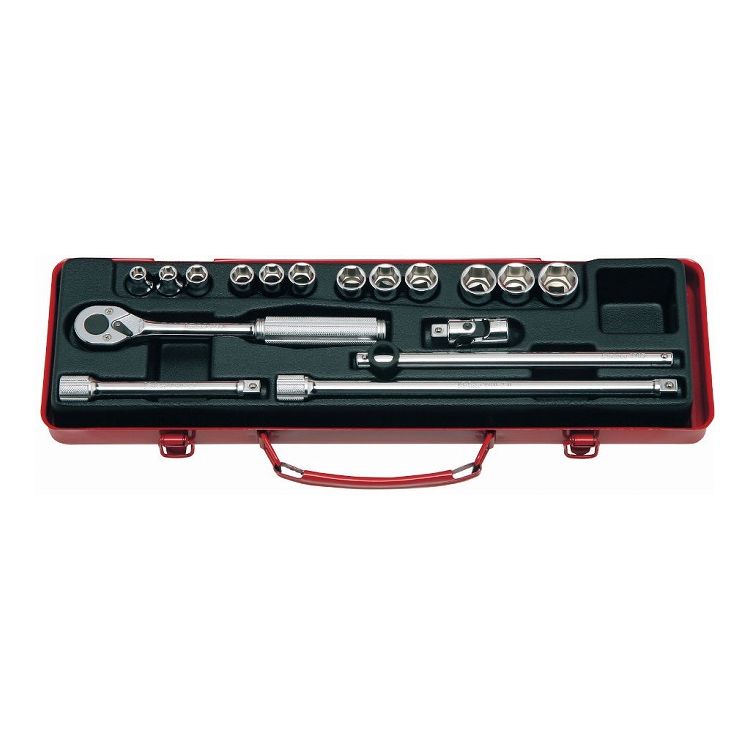 【スペック】●差込角("SQ)：3/8●入組数：17個●メタルケース(mm)：W415×H120×T50●重量(g)：2200【セット内容/付属品】6角ソケット：7・8・10・11・12・13・14・15・16・17・18・19mm(340...