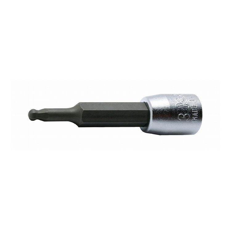 【商品説明】●ボールポイント付き【スペック】●差込角("SQ)：1/4●サイズ(mm)：5●差込部外径(D；mm)：12●軸長(H；mm)：34●全長(L；mm)：50●重量(g)：18【注意事項】※ボールポイントタイプヘックスビットソケッ...