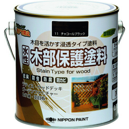 【商品スペック】特長●水性タイプなので、初めての方にも手軽に塗装できる木部保護塗料です。●木材の防虫・防腐・防かび効果に優れ、木材に浸透して木の腐蝕を防ぎます。●木目を生かした半透明仕上げができ、紫外線吸収剤（UVカット）により、色アセ・劣...