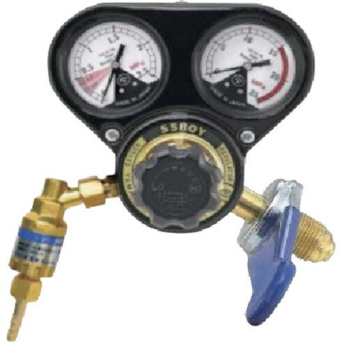 【商品スペック】特長●SSボーイと乾式安全器(マグプッシュMPO-1)がセットになった製品です。●圧力計カバー付で外傷を防ぎます。●スパナ付きなので取付時に工具の用意が不要です。用途●溶断・溶接用に。仕様●流体：酸素●1次側使用圧力(MPa...