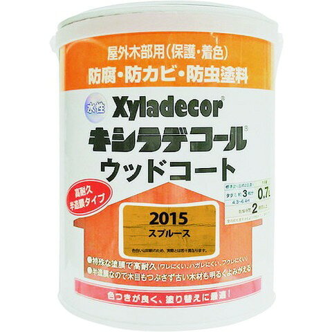 【商品詳細】●木材保護塗料のトップブランド「キシラデコール」の水性半造膜（造膜性能・浸透性能を兼ね備えた）タイプです。●半造膜なので木目もつぶさず、摩耗が多いウッドデッキなどの塗り替えに最適です。●屋外の木部(ウッドデッキ、ラティス、パーゴ...