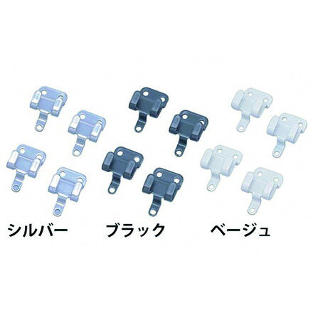 【商品スペック】特長●メッシュパネルを柱や木製の壁に掛ける際に使用する専用金具です。●1セット4個入りです。●取り付けるためのネジが12本付いています。用途仕様●間口(mm)：42●奥行(mm)：25●長さ(mm)：19●耐荷重（約）：全体...