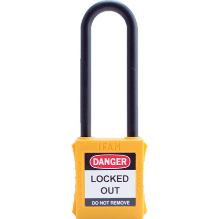 【商品スペック】特長●ツルはナイロン製で耐薬性があります。●本体とツルには非導電素材を使い電気トラブルを回避できます。●完全に施錠するまで鍵を引き抜けません。●耐食性があり−40〜160℃の環境で使用できます。●メンテナンス作業時に起こる事...