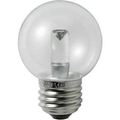 特長●光源にはLEDを使用していますので、消費電力が少ない省エネタイプです。●電飾、サイン用照明に適しています。仕様●明るさ(lm)：60●光源色：クリア昼白色相当●外径(mm)：50●全長(mm)：70●消費電力(W)：1.4●口金：E2...