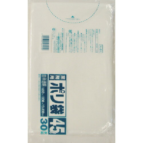 特長●スタンダートタイプのゴミ袋です。用途●ゴミの分別に。仕様●容量(L)：45●縦(mm)：800●横(mm)：650●厚さ(mm)：0.03●色：白半透明材質／仕上●低密度ポリエチレン（LLDPE）原産国：インドネシア【代引きについて】...