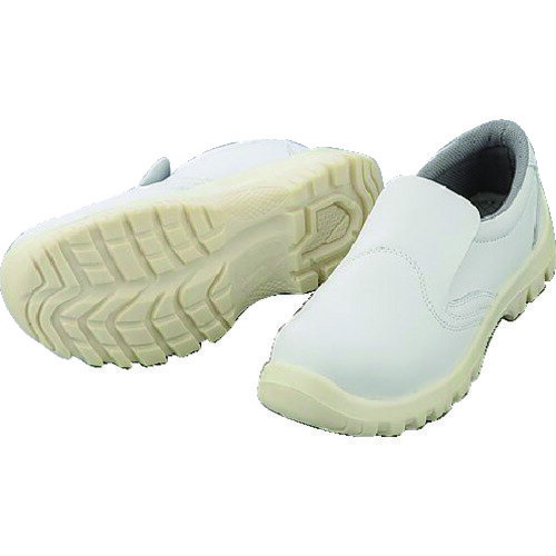 特長●アウトソールに制電配合ポリウレタンを使用した静電安全シューズです。用途●クリーン環境仕様●寸法(cm)：23.5●足幅サイズ：EE●色：ホワイト●耐圧迫荷重(kN)：*●電気抵抗値(Ω)：10^5〜10^9Ω仕様2●体積抵抗値：10［...