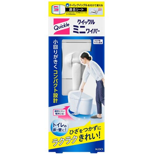 特長●トイレクイックルを半裁して使うトイレ床の清掃に最適なミニワイパーです。●狭くて届きにくいトイレの床奥や掃除しにくい便器のキワまで、ひざをつかずに使用できます。●ヘッドはクイックルワイパーの1/2サイズ、柄の長さは2/3のコンパクト設計...