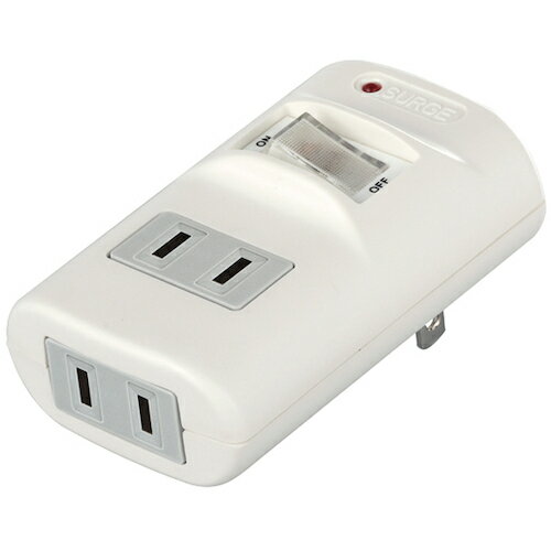 特長●コンセントからの電源を分ける2分配タップです。●集中スイッチ付きで電気の消費を抑えるエコタイプです。●落雷による機器の故障を防ぐ雷サージ防止付です。●安心のトラッキング現象防止プラグです。仕様●コンセント数：2●色：ホワイト●幅(mm...