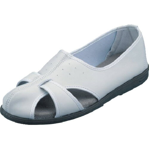 ●静電気帯電防止機能付き、サンダルタイプです。●電子部品や医薬品、食品の製造、研究施設、クリーンルームに。●寸法(cm)：28.0●足幅サイズ：EEE●色：白●甲被：ポリウレタン人工皮革●静電気帯電防止機能付き、サンダルタイプです。●電子部...