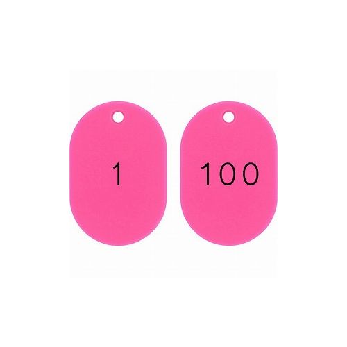 【商品スペック】■特長・小判型札の片面に1から100までの数字が印字されています。・7色のラインナップをご用意しています。■用途・分類・整理等に。■仕様・取付仕様：ボールチェーン等(別売)・縦(mm)：45・横(mm)：30・厚さ(mm)：...