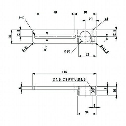 【商品スペック】特長●SUSパイプを利用し組付する事で、自在にロボットハンドが製作出来ます。用途仕様●適合サイズ(mm)：φ20●幅(mm)：116●奥行(mm)：26●高さ(mm)：16●呼び寸法(mm)d×L：25仕様2●ジャングルジム...