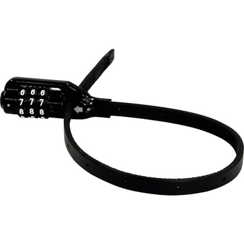 【商品スペック】特長●ベルト式で束ねたりする事ができます。用途●自転車の駐輪時に。仕様●色：ブラック●ダイヤル：3桁●幅(mm)：42.9●ツル径(mm)：10●ダイヤル：3桁●高さ(mm)：19.8仕様2●ロック：ダイヤル式●ロック解除番...