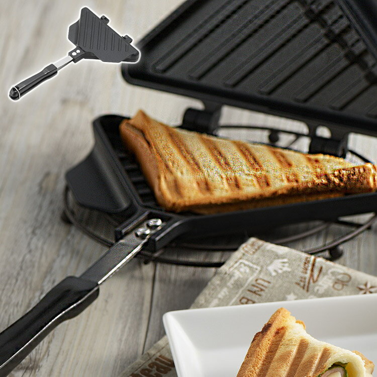 【商品サイズ】幅31.3×奥行19.2×高さ3.2cm【材質】本体/アルミニウム合金（フッ素樹脂加工）ハンドル/フェノール樹脂【生産国】中国【製品重量】514g【商品説明】1枚の食パンを、2つ折りでこんがり焼けば、3角形のホットサンド。お好...