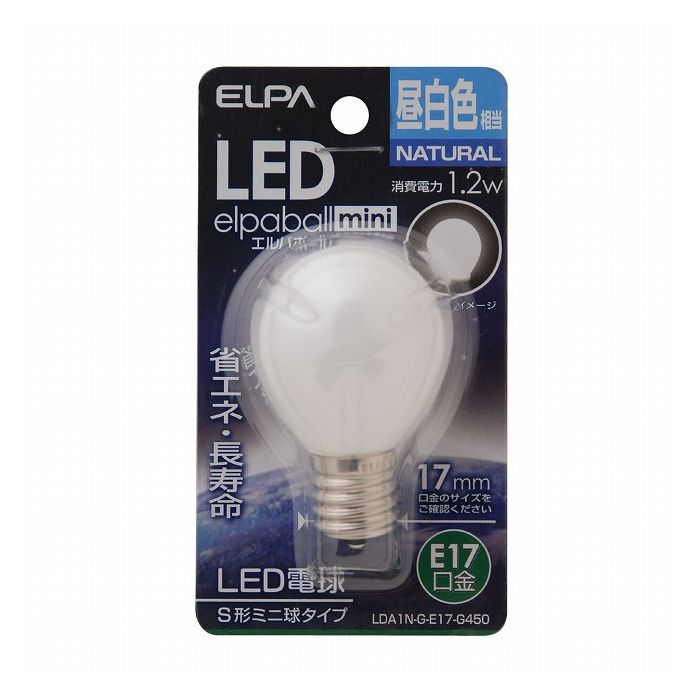 【商品詳細】交流電源：100V 50/60Hz共用口金：E17サイズ：全長58X外径35(mm)質量：12g定格消費電力：1.2W定格入力電流：0.014A設計寿命：30,000時間全光束：55lm光色：昼白色相当屋内用光源にはLEDを使用...