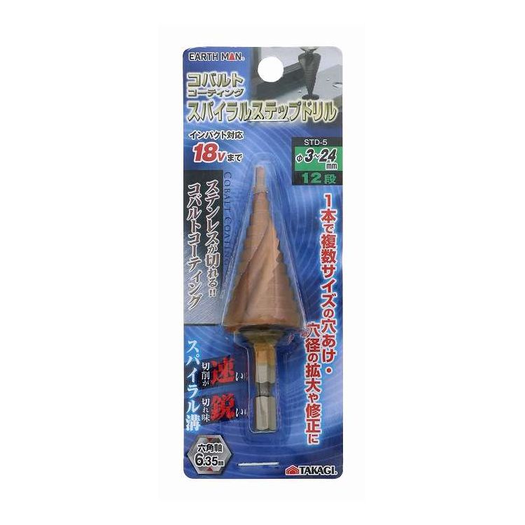 商品説明文●ステンレス・薄鉄板・樹脂板・木材等に●1本で複数サイズの穴あけ・穴径の拡大や修正にスペック●ステンレス・薄鉄板・樹脂板・木材等に●1本で複数サイズの穴あけ・穴径の拡大や修正に●切れ味に優れ、切りくずの抜けが良いスパイラル溝●イン...
