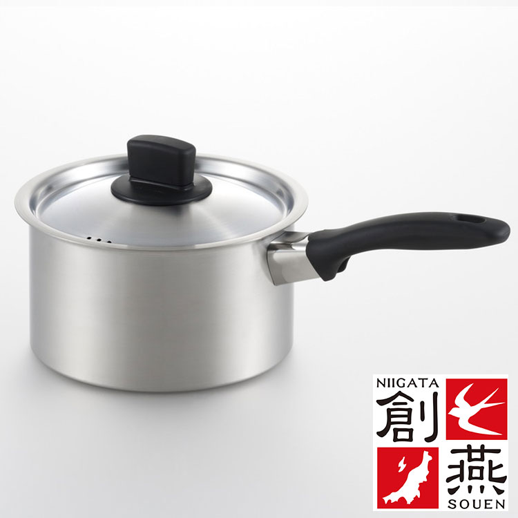 丈夫でお手入れしやすいステンレス製の片手鍋です。ストレートタイプの本体は容量たっぷり。フタは転がりにくいツマミ形状になっているため、お料理の時も安心です！■商品仕様材質本体・蓋：ステンレス鋼（クロム19％）底の厚さ：1.2mm取っ手・蓋ツマ...