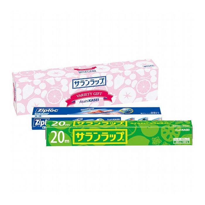 【商品詳細】キッチン用品の実用的なギフト！現品サイズ・内容:サランラップ(30cm×20m)1本・ジップロックフリーザーバッグL(5枚入)1箱・［日本製］・ジップロック［タイ製］製造生産地:日本【送料について】北海道、沖縄、離島は送料を頂きます。