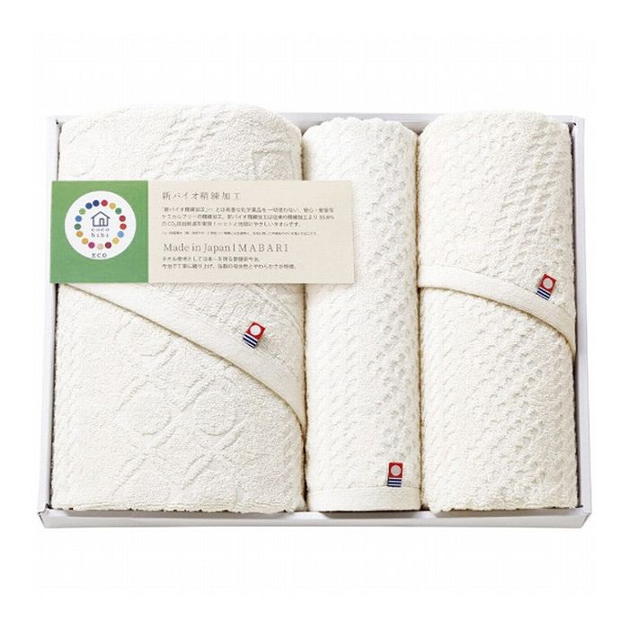 【商品詳細】「新バイオ精練加工」※1とは有害な化学薬品を一切使わない、安心・安全なケミカルフリーの精練加工。新バイオ精練加工は従来の精練加工より53.6%のCO?排出削減を実現！※2ヒトと地球にやさしいタオルです。現品サイズ・内容:60×1...