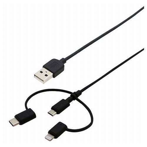 【商品特長】◎Apple社MFI認証(MadeForiPhone)取得品・Type-C端子、Lightning端子、microUSB端子搭載のスマートフォン・タブレット等をパソコンやUSB充電器等で充電・データ通信が可能なケーブル・Type...