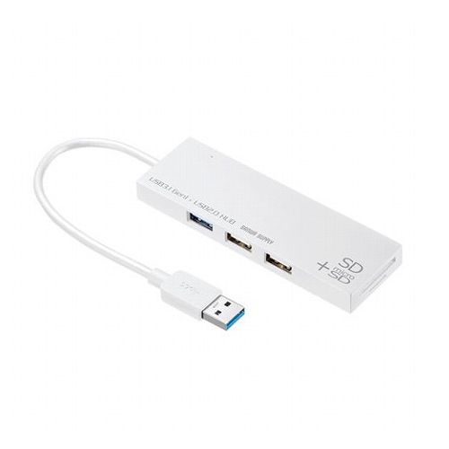 【商品特長】●USB3.1×1ポート、USB2.0×2ポートのコンボハブにSDカードスロットとmicroSDカードスロットが付いた便利なハブです。●ワイヤレスマウスのレシーバーなどUSB3.1が必要ない機器と併用するのに最適です。●1台のパ...