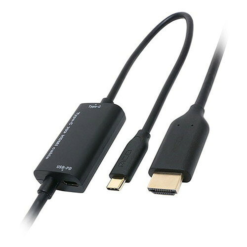 USBType-C端子をHDMI端子に変換するアダプタUSBPD対応で給電しながら使用が可能スッキリコンパクトなケーブル一体型タイプ4K30P/フルHD解像度に対応音声出力対応コネクタ:USBType-C端子-HDMI規格:HDMI1.4準...