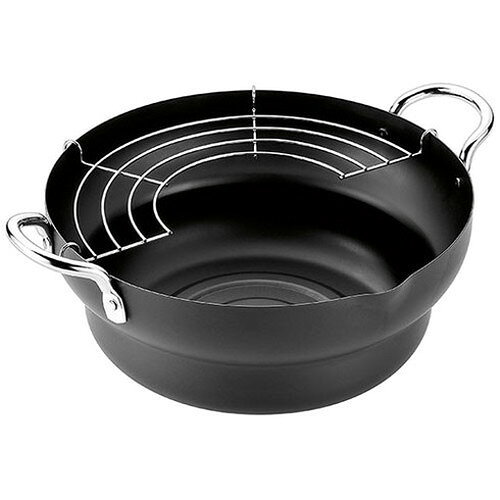 ・熱効率、保温性に優れた鉄製なので、カラッと揚がります。・油切りに便利な半月アミ付。素材:本体/鉄(シリコン樹脂塗膜)、取っ手/鉄クロムメッキサイズ:24.3×30.8×11cm(本体高さ:9.5cm、容量:3.3L)商品重量:660gIH...