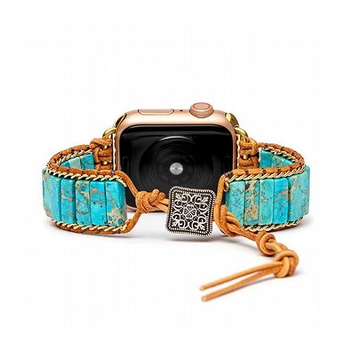 厳選されたターコイズ(トルコ石)をハンドメイドで丁寧に編み上げた、ブレスレットのようなApple Watchバンドcape diabloの「ネイティブターコイズ」は、厳選されたターコイズ(トルコ石)をハンドメイドで丁寧に編み上げた、ブレスレ...