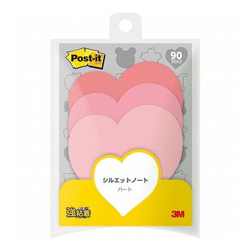 ポストイット シルエットノート 強粘着 ハートオフィスの定番、ポスト・イット(R)　強粘着ふせん/粘着メモ。粘着力が約2倍の強粘着タイプです。(当社通常粘着製品比)パソコンや電話、キャビネットなどの樹脂面や垂直面など、今まではがれやすかった...