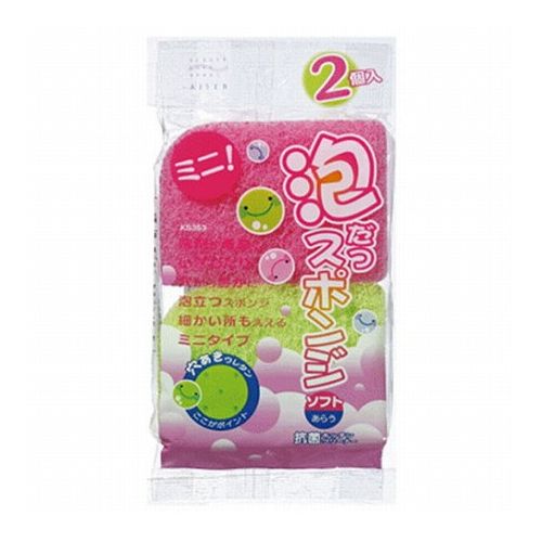 泡立つスポンジ ミニソフト2個組穴のあいた特別なウレタンスポンジ!穴から均等に泡が出て、驚くほどゆたかな泡立ち!洗剤を含ませたまま置いておく場合も、通気性が良いのでぬるぬるしません。洗剤がクリーナー内部に素早く浸透します。特殊粒子加工不織布...
