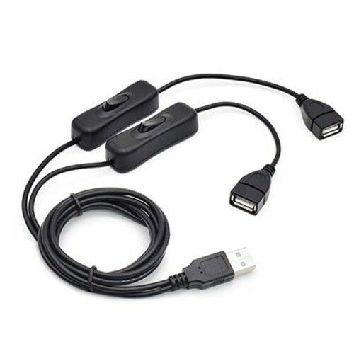 スイッチ付きの2分岐USB延長ケーブル特長USB-Aコネクタを持つUSB電源ポートを分岐するケーブルです。2つのケーブルの合計出力が5V/3Aまでの機器にご利用いただけます。分岐した2つのケーブルには、オン/オフスイッチがあり、利用しないU...