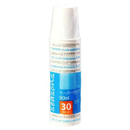 シーズンズペーパーカップ90ml30個入特長○薬の服用や試飲用に適した90mlサイズです。仕様容量(約):90ml素材:バージンパルプ100%(内面PEコーティング)生産国:中国※本品は蛍光塗料を使用しておりません。メーカー名：大和物産原産...