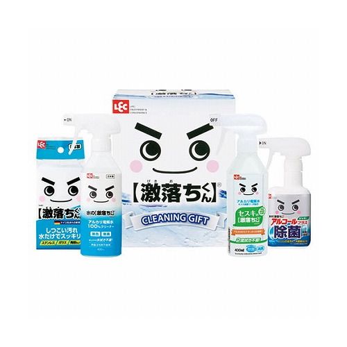 レック激落ちくんギフト商品特徴お掃除も二度拭き不要の激落ちくんで安心楽々クリーニング。商品仕様メーカー型番:LGG-150S内容物:レック水の激落ちくん(400ml)・レック【激落ちくん】・セスキの激落ちくん(400ml)・除菌の激落ちくん...