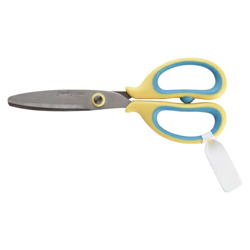 なめらかな曲線刃で軽く切れます、手に優しいエラストマーの二重成形ハンドルです。CROWNオフィス図鑑の中でだだ一つの刃先の丸いハサミです(左手用)●全長:150mm●刃渡り:56mm●材質:刃=ステンレス鋼、ハンドル部=ABS/エラストマー...