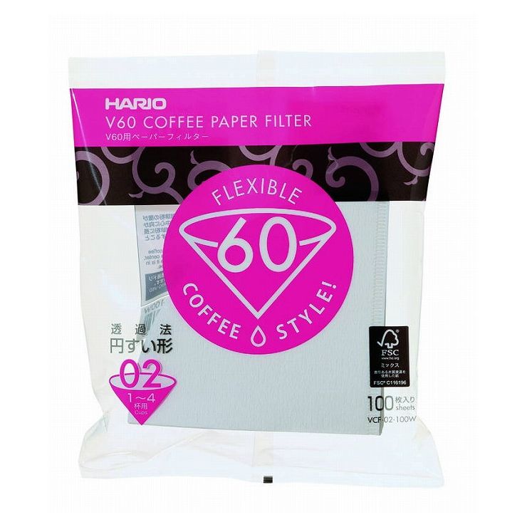 HARIO ハリオV60用ペーパーフィルター (100枚入) VCF-02-100W 159168JANコード：4977642723320規格：規格VCF-02-100Wサイズ：サイズ容量1：材質：生産地：日本●1〜4杯用 【送料について】...