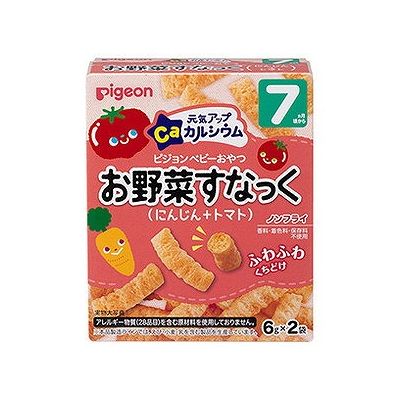 商品概要メーカー：ピジョン商品名：【軽】ピジョン元気アップカルシウムお野菜すなっくニンジン＋トマト（7g×2袋）区分：食品内容量：7g2袋商品概要：野菜パウダーを練りこんで色鮮やかに仕上げた、赤ちゃんが食べやすいノンフライスナックです。赤ち...