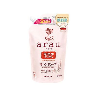 商品概要メーカー：サラヤ商品名：arauアラウ．泡ハンドソープ詰替用（500mL）区分：日用雑貨内容量：500mL商品概要：●シソ＆ローズマリーの天然エキスが、洗うたびに素肌をいたわります。●たくさん洗っても、手指なめらか。さっと洗える泡タ...