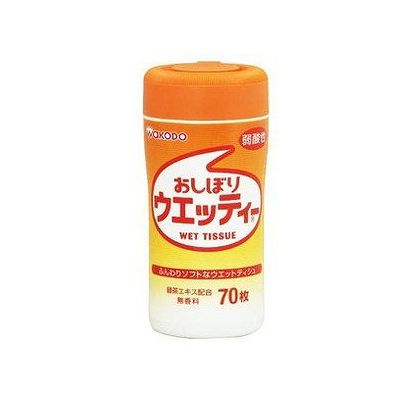 商品概要メーカー：アサヒグループ食品（和光堂）商品名：おしぼりウエッティー（70枚入）区分：日用雑貨内容量：70枚入り商品概要：●緑茶エキスを配合した、肌にやさしい弱酸性、無香料のソフトで清潔なウェットタイプのティッシュです。●上ぶたを開け...