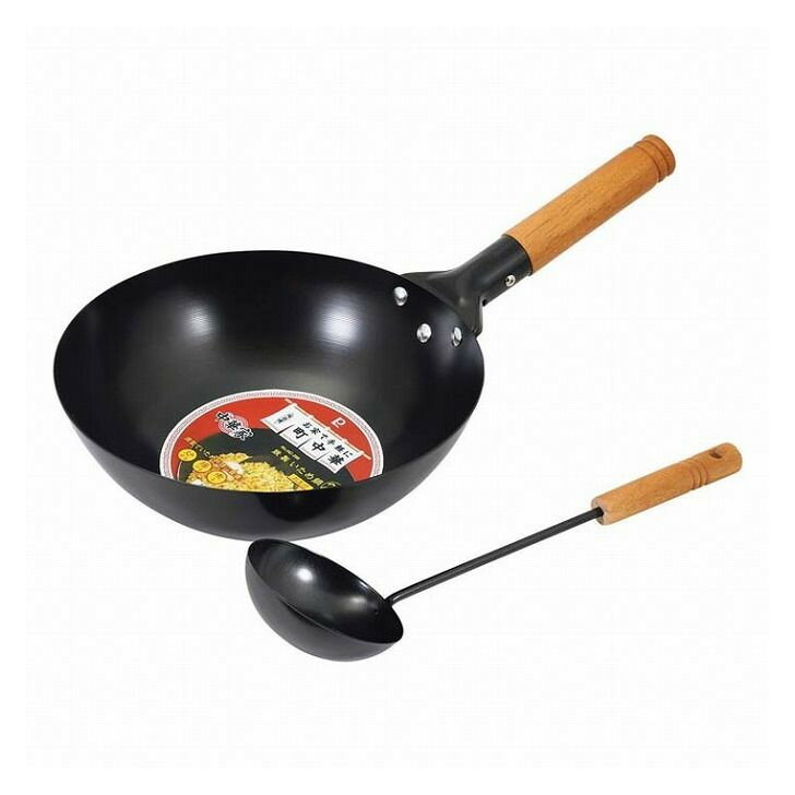 ●お玉：全長350×幅100×高さ70mm。●おうちで町中華気分！中華家シリーズ　自宅で町中華を！居酒屋気分で簡単に中華が楽しめます。●長く使い込むほど良さが出てくる！鉄製フライパン＋便利なお玉付き揚げ物にも便利な極深タイプなので、炒める・...