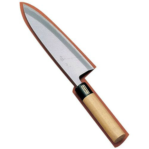 遠藤商事 SA佐文 出刃（木製サヤ付） 15cm ASB13015 JANコード 4905001016080●サイズ(cm):15●全長(mm):285●重量(g):240●背厚(mm):7.3●材質：白鋼■SA 佐文 本霞・玉白鋼■※この...