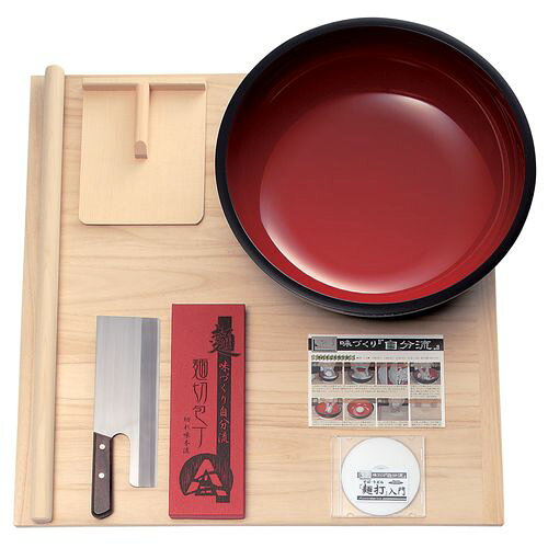 豊年企販 普及型 麺打ちセット（大） A-1260 AMV2801 JANコード 4543983512604●メーカー品番:A-1260●材質：麺台：桐、麺棒：ポプラ、こね鉢：フェノール樹脂、こま板：スプルース、包丁：特殊刃物鋼■のし板サイ...