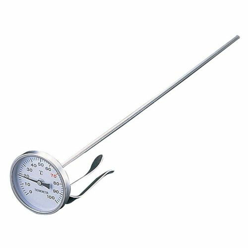 片力商事 食品用引掛け付温度計 BOV96 JANコード 4995969004878●直径×全長(mm):61×420●測定範囲(℃):0~100●材質：ステンレス【送料について】北海道、沖縄、離島は送料を頂きます。