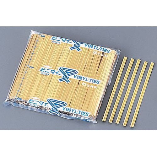 共和 ビニタイ PETカット品（1000本入） 4mm×10cm 金 XBN0203 JANコード 4971620813638●幅(mm):4●全長(cm):10●色:金●材質：鉄・PET【送料について】北海道、沖縄、離島は送料を頂きます。