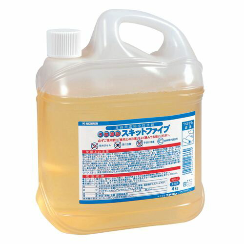 ニチネン スキットファイブ 4Kg（濃縮中性洗剤） JSVB401 JANコード 4944405023669●重量(kg):4●材質：成分：界面活性剤、安定化剤■5倍濃縮タイプ標準使用量:水15Lに対して5倍稀釈液30ml■洗浄力・経済性・...