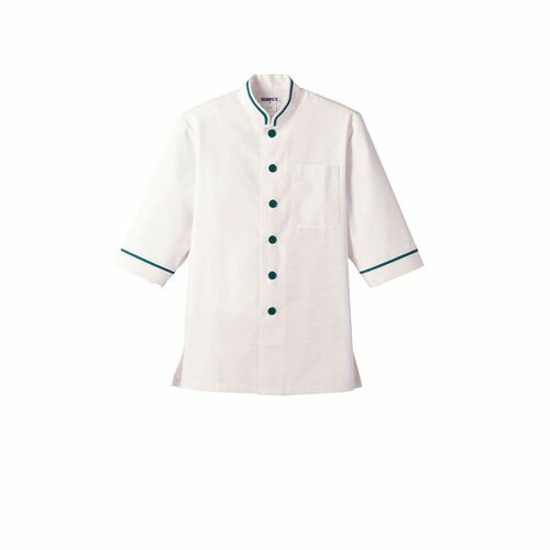 サンペックスイスト ショップコート D-1129（O白×緑） S SKC3801 JANコード 4589929624581●メーカー品番:D-1129●サイズ:S●着丈(cm):70●肩巾(cm):42●胸囲(cm):100●袖丈(cm):...