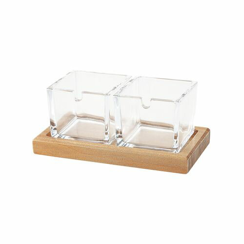 エムタカ ガラス薬味入れ No.672 PYK3701 JANコード 4968553045724●メーカー品番:672●幅×奥行×高さ(mm):180×97×78●ガラス仲子・幅×奥行×高さ(mm):75×75×65●材質：本体；ガラス　ベ...