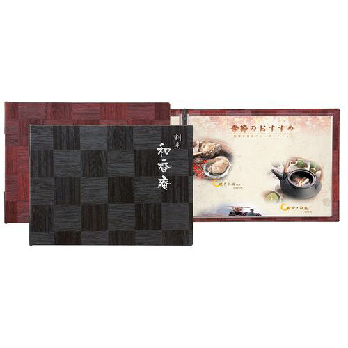 シンビ メニューブック LS-113 茶 PAA8601 JANコード 4995446103322●色:茶●幅×高さ(mm):278×205●用紙サイズ:ヨコB5●ページ仕様:ビニール付4ページ●材質：本体:ビニールクロス/ピン:ステンレス...