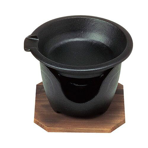 三和精機 （S）卓上焼 ミニ皿セット 片口 QTK09 JANコード 4560378691126●(皿)外径×高さ(mm):φ140×28●(コンロ)外径×高さ(mm):φ120×85●重量(kg):1.4●材質：鉄鋳物　天然木【送料につい...