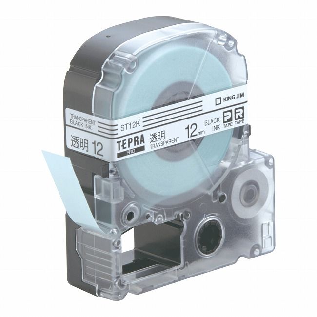 キングジム テプラPRO用透明ラベル 黒文字 12mm幅 ST12K [XTE0503]JANコード：4971660761708テープの長さ：8m■メーカー品番：ST12K■幅：12mm幅【送料について】北海道、沖縄、離島は送料を頂きます。