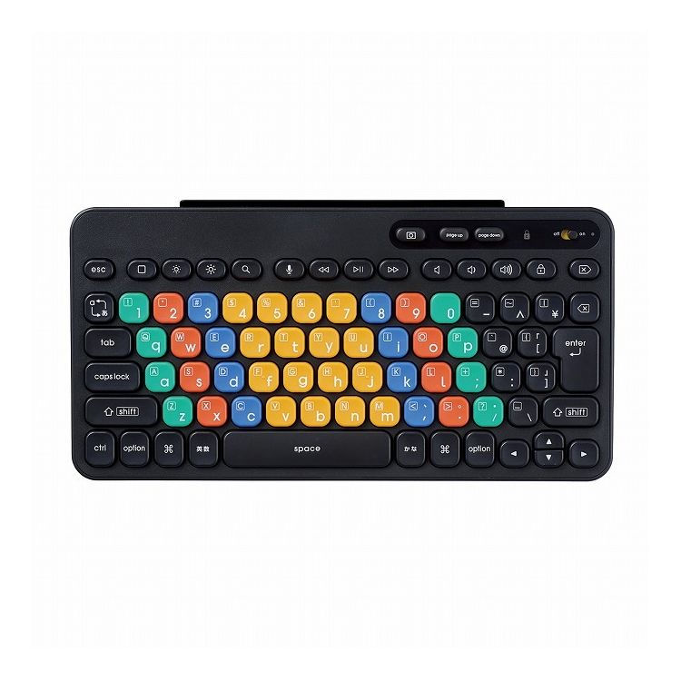 【商品名】エレコム ELECOM ワイヤレスキーボード Bluetooth 無線 コンパクト カラー キーボード Caps Lock機能無効化スイッチ 【 iPad iPhone 対応 】 抗菌 カードスタンド付 ブラック【特徴】■正しいキ...